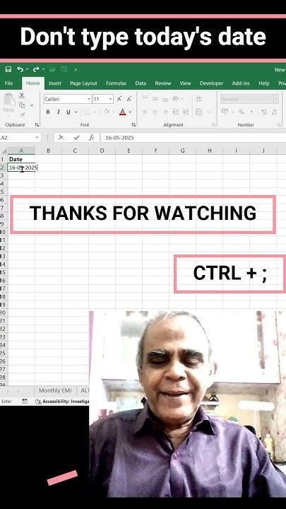 🎯 Excel Shortcut Enter Todays Date In 1 Second Ctrl Trick Youtube