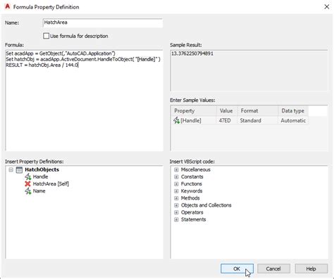 The Architect S Desktop ACA Property For Area Of A Hatch Object
