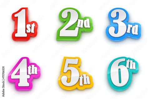 1st 2nd 3rd 4th 5th 6th Numbers Isolated On White Background Stock Illustration Adobe Stock