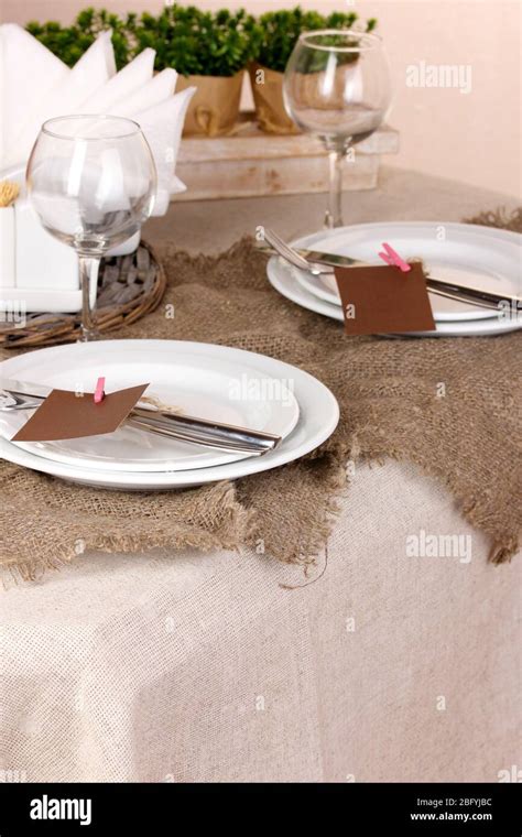 Rustic Table Setting Stock Photo Alamy