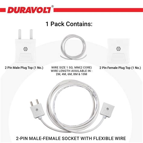 2 Pin Male Female Socket With Flexible Wire Duravolt 2 Pin Male Female Socket With Flexible Wire Duravolt