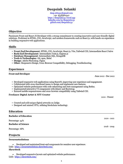 Deepsinh Resume Pdf Java Script Software Development