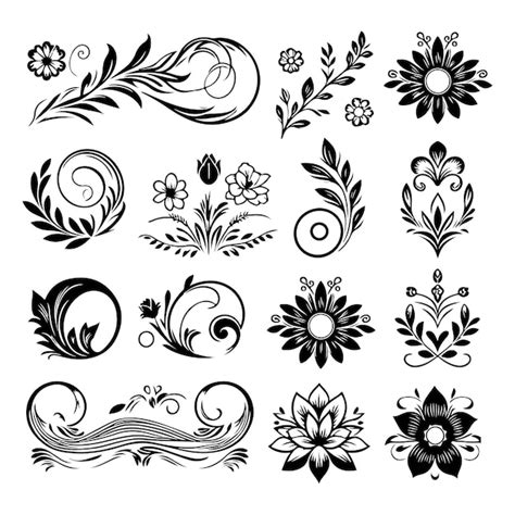 Simple Floral And Curve Ribbon Ornament Pattern Premium Ai Generated Vector