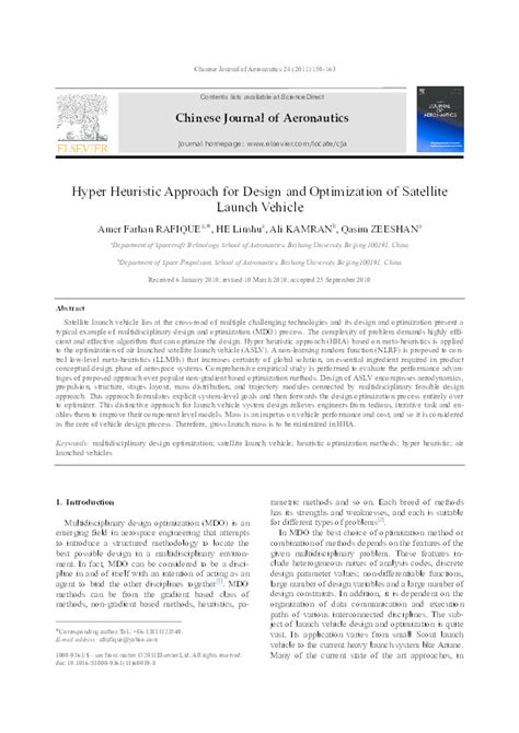 Pdf Hyper Heuristic Approach For Design And Optimization Of Satellite Launch Vehicle Linshu