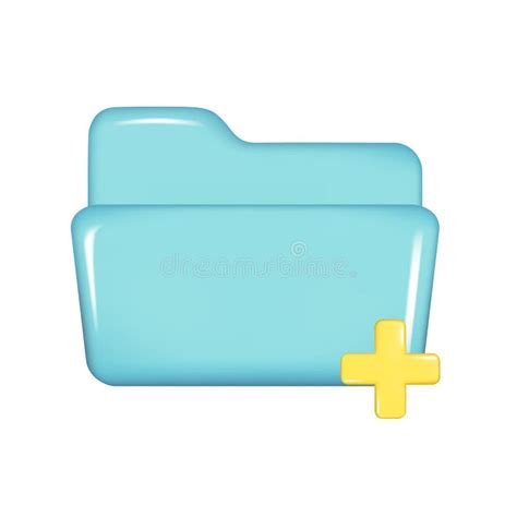 Realistic 3d Blue Folder With Plus Icon Decorative 3d Management Opened File Element Web Add