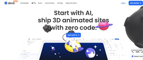 dora create 3d animated websites without code