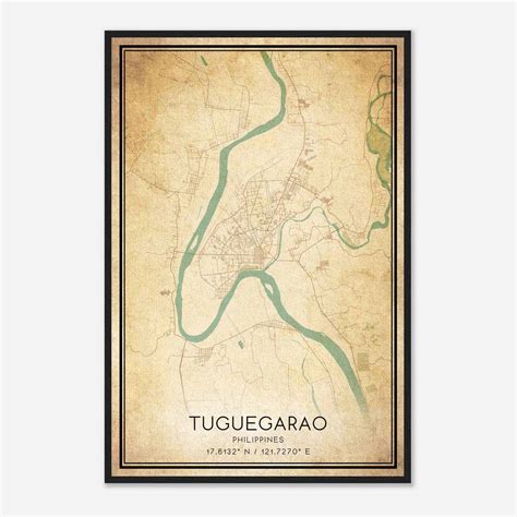 Vintage Tuguegarao Philippines Map Poster Tuguegarao City Road Wall Art Print Custom Maps