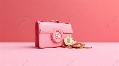분홍색 배경에 3d 렌더링된 지갑 동전 지폐를 사용하여 돈 절약 목표를 시각화하세요 지갑 3d 배경 홍색 배경 지폐 동전 배경 이미지 Hd 지갑 3d 홍색
