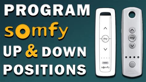 Program Somfy Remote Somfy Motor UP Down Positions YouTube
