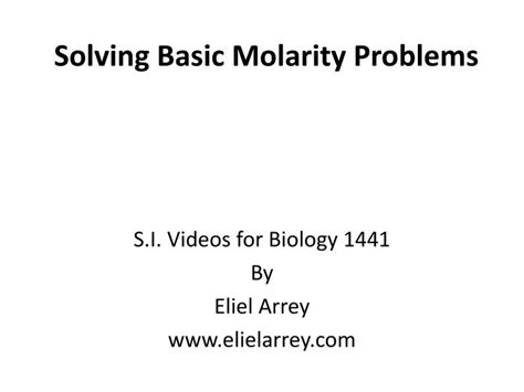 Ppt Solving Basic Molarity Problems Powerpoint Presentation Free Download Id 2012549