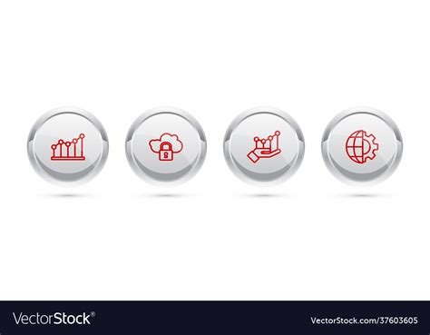 Set Line Pie Chart Infographic Cloud Computing Vector Image