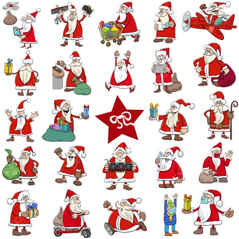산타 클로스 크리스마스 휴가 문자 큰 세트의 만화 그림 무인 이브 세트 Png 일러스트 및 벡터 에 대한 무료 다운로드 Pngtree