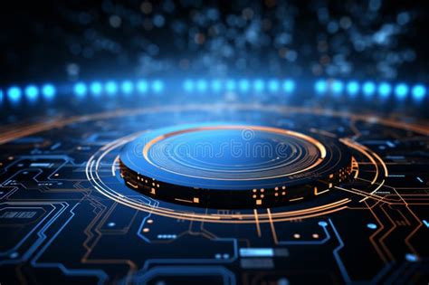 Futuristic Circular Hud Connection On A Modern Circuit Board Design