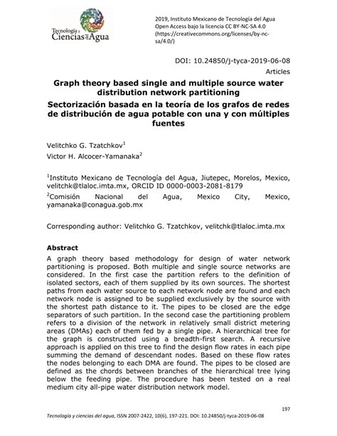 Pdf Graph Theory Based Single And Multiple Source Water Distribution Network Partitioning