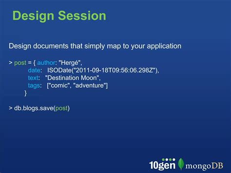 10gen Presents Schema Design And Data Modeling PPT