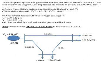 Answered Three Bus Power System With Generation At Bus The Loads At Buses And Bus Are