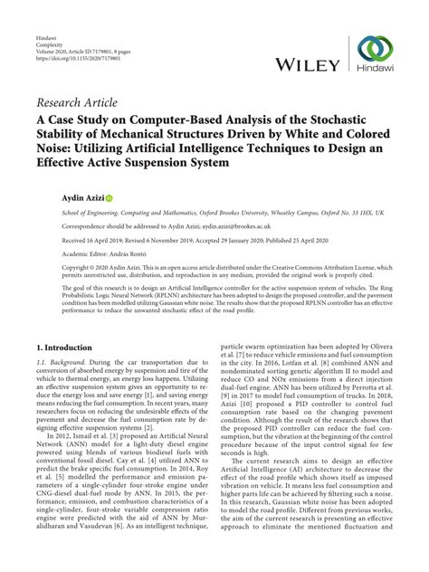 PDF A Case Study On Computer Based Analysis Of The Stochastic Stability Of Mechanical