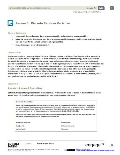 Discrete Random Variables Lesson Plan For 11th 12th Grade Lesson Planet