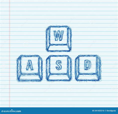 Wasd Computer Keyboard Sketch Buttons Desktop Interface Web Icon