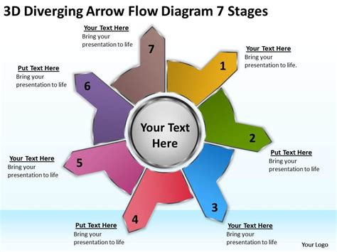3d Diverging Arrow Flow Diagram 7 Stages Arrows Process Software