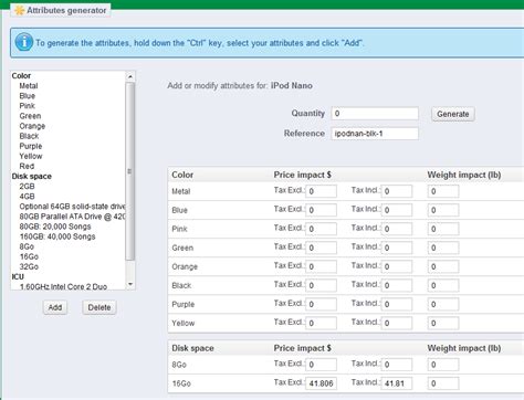Using The Product Combinations Generator In Prestashop 15 Web