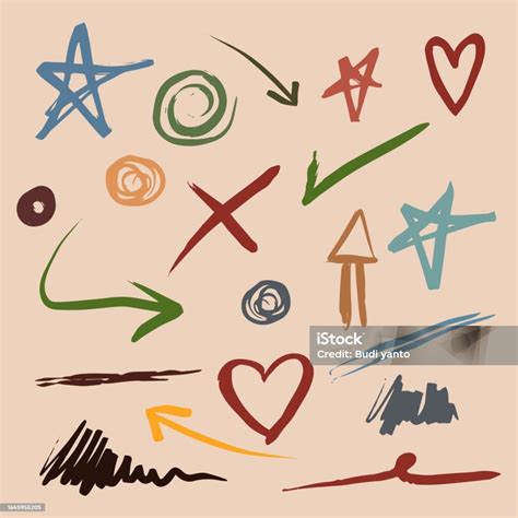 화려한 손으로 그린 별 하트 화살 낙서 밑줄 세트 배경에 분리된 인포그래픽 요소 벡터 그림 개체 그룹에 대한 스톡 벡터 아트 및 기타 이미지 Istock