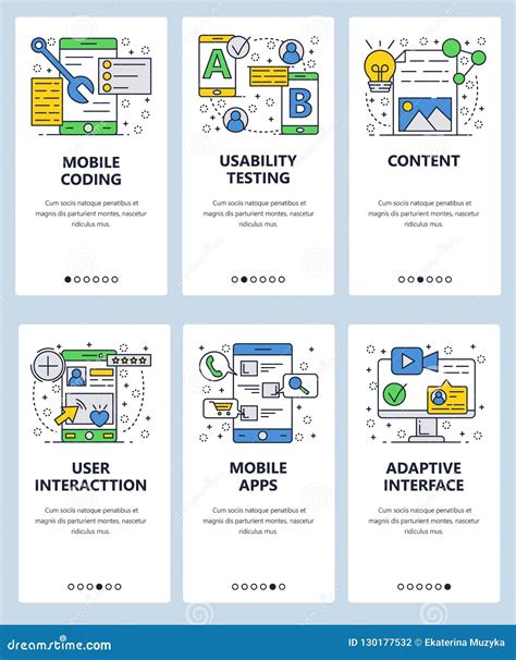 Vector Web Site Linear Art Onboarding Screens Template Mobile Apps
