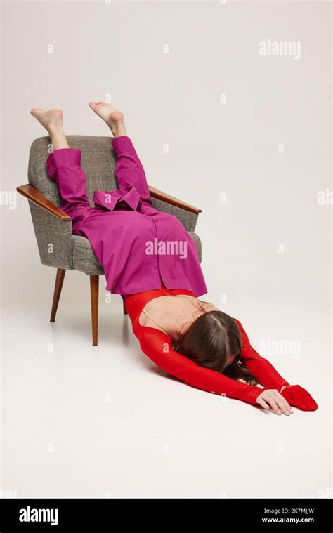 Portrait Of Young Beautiful Girl Wearing Shirt Instead Pants And