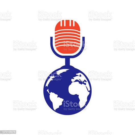 글로벌 팟 캐스트 로고 디자인 방송 엔터테인먼트 비즈니스 로고 템플릿 벡터 일러스트레이션 개념에 대한 스톡 벡터 아트 및 기타