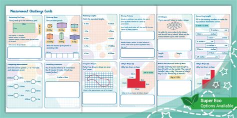 Measurement Challenge Cards Ages 9 10 Teacher Made