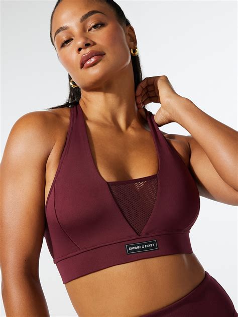 Racer X Medium Impact Sports Bra In Purple And Red Savage X Fenty