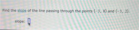 Solved Find The Slope Of The Line Passing Through The Points 3 8