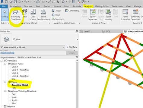 Nodal Supports Defined In Robot Structural Analysis Model Are Presented As Solid Blocks After