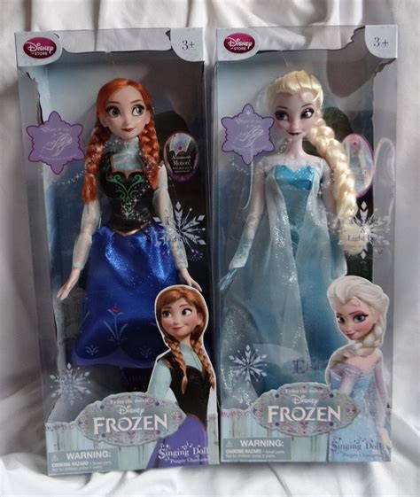 Nib Disney Store Frozen Singing Elsa And Anna Light Up 16 Doll Set Let
