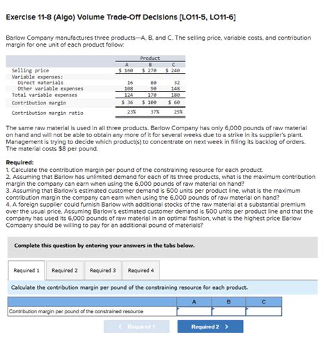 Solved Exerclse 11 8 Algo Volume Trade Off Decislons Chegg Com