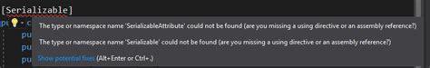 Net C Serializableattribute Could Not Be Found Stack Overflow