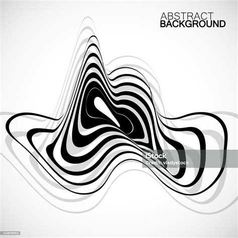 추상 흑백 줄무늬 모양입니다 미래 지향적 인 기하학적 스타일 검은색에 대한 스톡 벡터 아트 및 기타 이미지 검은색 곡선 광학 기기 Istock