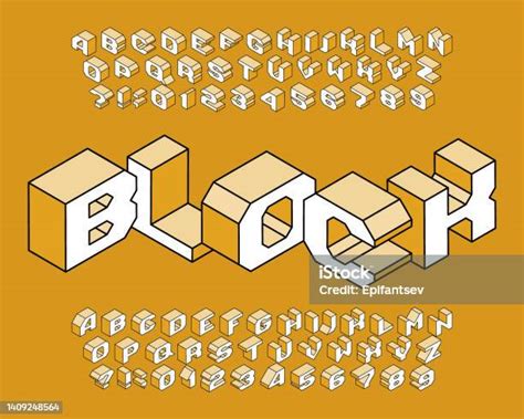알파벳 글꼴을 차단합니다 3d 아이소메트릭 문자 숫자 및 기호 0명에 대한 스톡 벡터 아트 및 기타 이미지 0명 개념 등측투영법 Istock