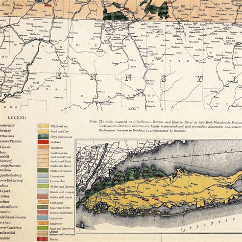 Geological Map New York Geologic Map Of New York Science Map Etsy