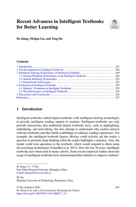 Pdf Recent Advances In Intelligent Textbooks For Better Learning