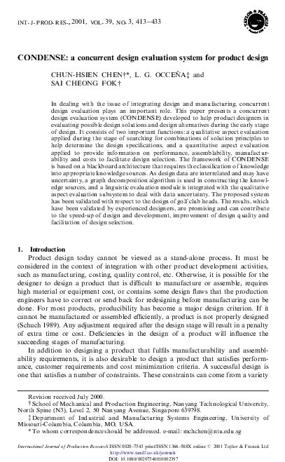 pdf condense a concurrent design evaluation system for product design