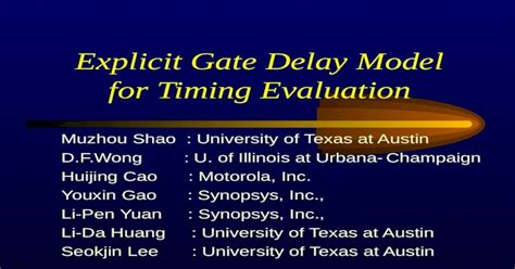Ppt Explicit Gate Delay Model For Timing Evaluation Dokumentips