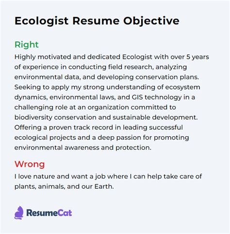 Top 17 Ecologist Resume Objective Examples Resumecat