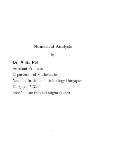 Least Squares Method Numerical Analysis Numerical Analysis By Dr Anita Pal Assistant