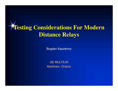 Pdf Testing Considerations For Modern Distance Relays Presentation