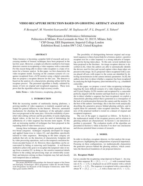 Pdf Video Recapture Detection Based On Ghosting Artifact Analysis