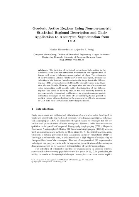 Pdf Geodesic Active Regions Using Non Parametric Statistical Regional Description And Their