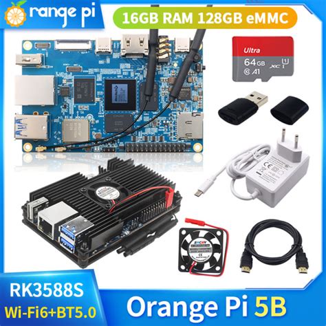 Orange Pi 5b 16gb Ram 128gb Emmc Rockchip Rk3588s 8 Core 64 Bit Single Board คอมพิวเตอร์ Wi Fi6