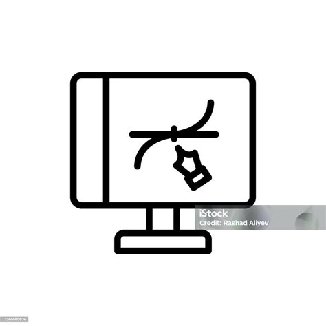 모니터 벡터 프로그램 아이콘입니다 간단한 줄 Ui 및 Ux 웹 사이트 또는 모바일 응용 프로그램에 대한 아키텍처 아이콘의 벡터 요소를 간략하게 설명합니다 0명에 대한 스톡