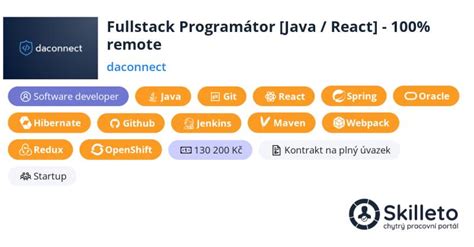 Skilleto Na Linkedin Fullstack Programátor Java React 100 Remote Daconnect